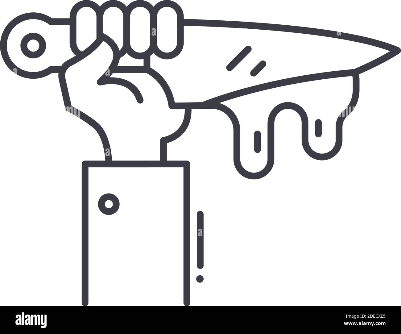 Hand with knife icon, linear isolated illustration, thin line vector ...