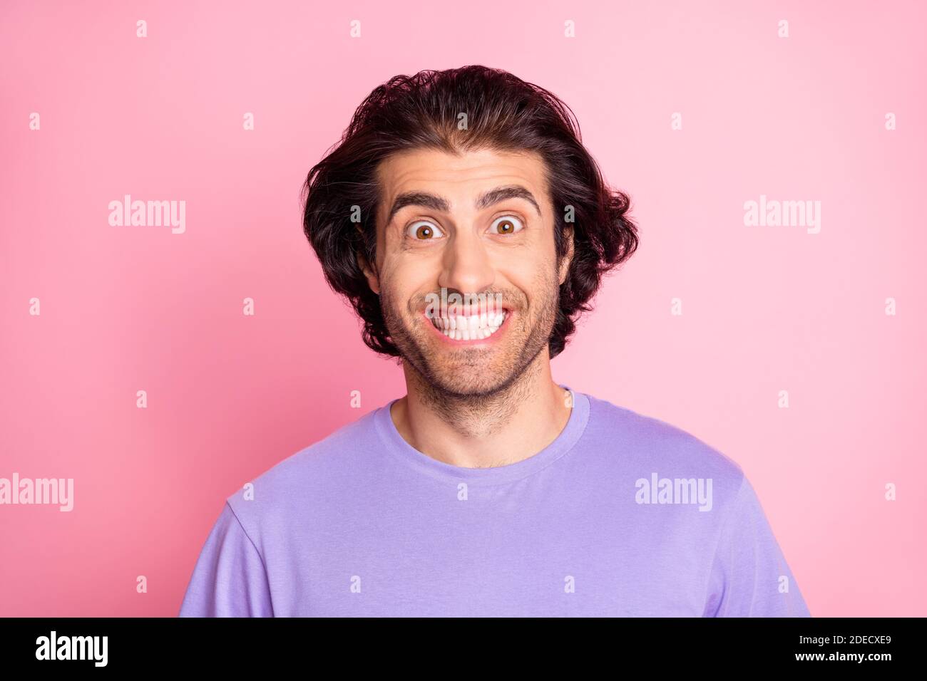 Photo of young handsome brown hair multiethnic man happy excited ...