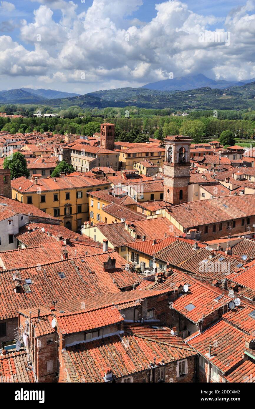 Tuscany, Italy. Medieval town of Lucca, Italy. Aerial view Stock Photo ...
