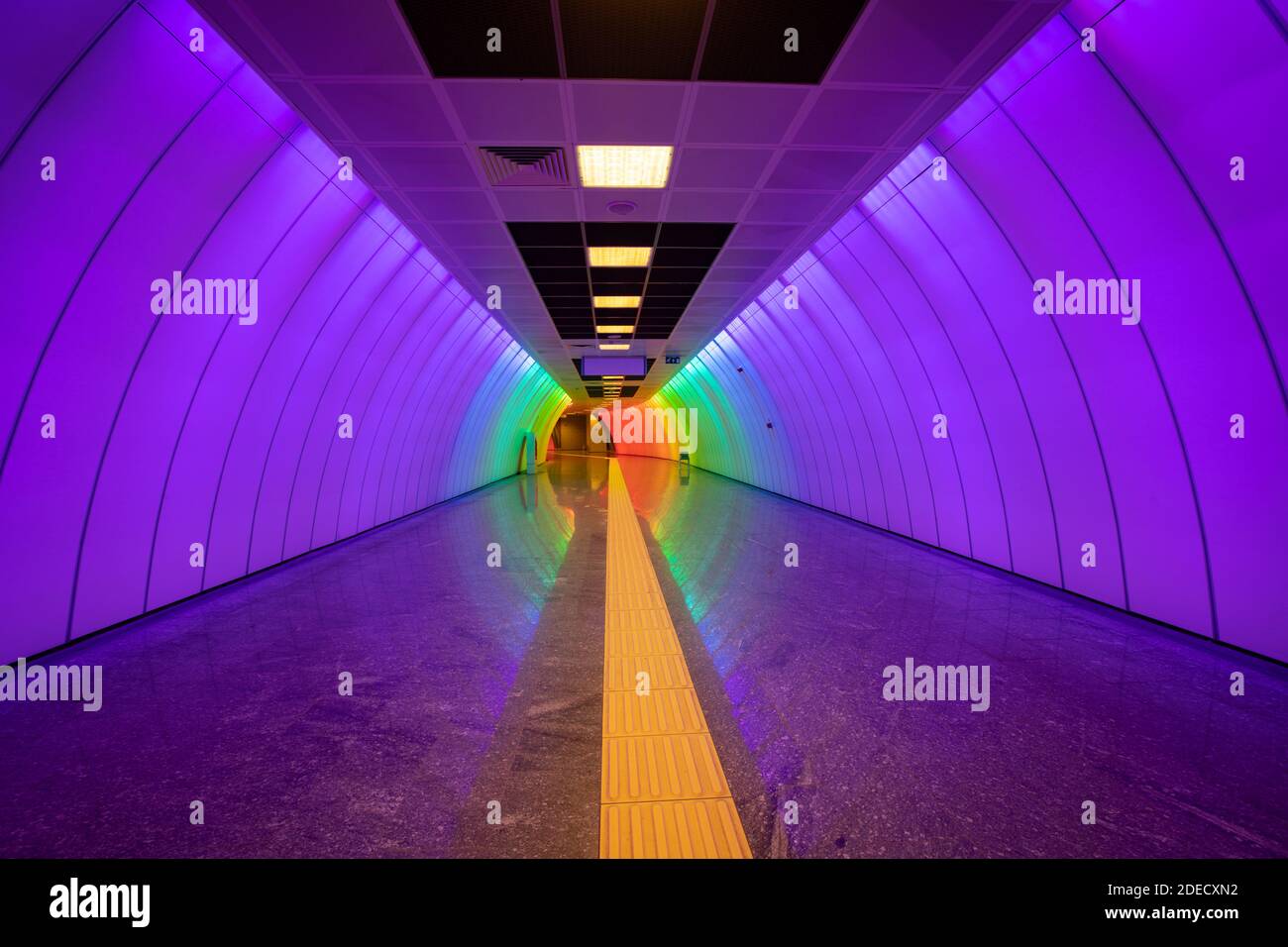 Multicolored and Modern Subway Corridor in a Metro Station Stock Photo ...