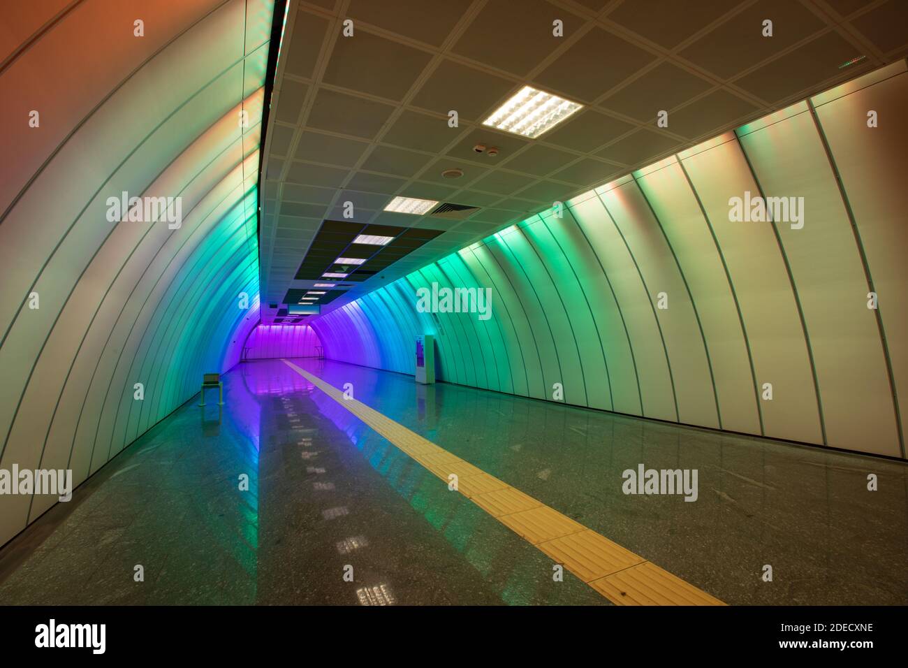 Multicolored and Modern Subway Corridor in a Metro Station Stock Photo ...