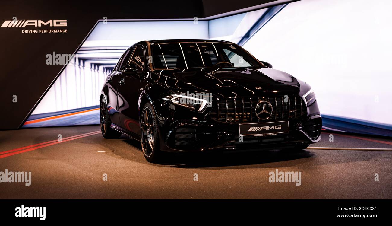 Stuttgart, Germany - August 8, 2020. Mercedes Benz AMG showroom Stock ...