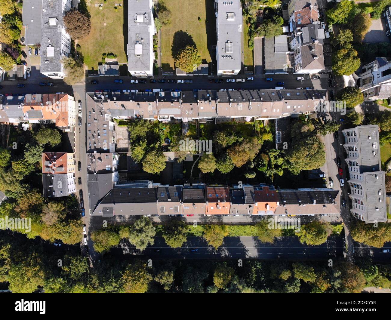 Wuppertal city aerial view in Germany. Cityscape of Elberfeld district ...