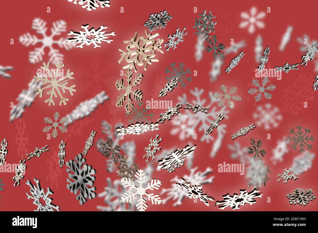 Red crystal snowflake pattern for Christmas with falling snowflakes ...
