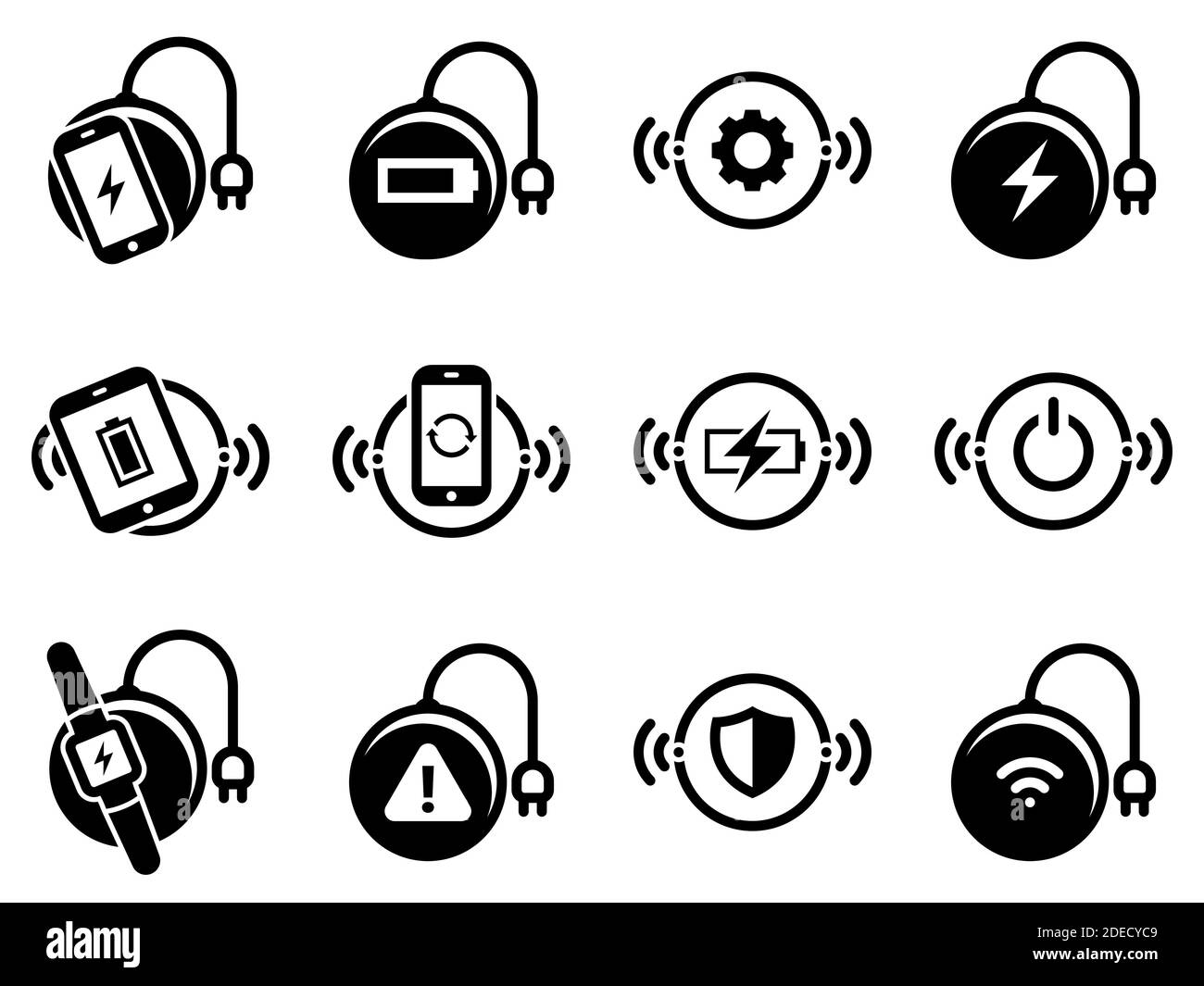 Set of simple icons on a theme wireless charger, vector, design ...