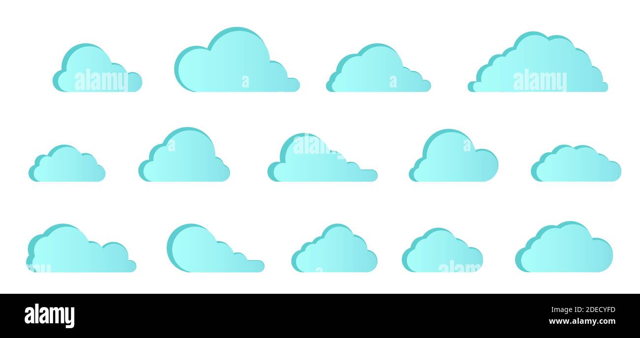 Set Blue icon Cloud. vector elements clouds flat stock illustration ...