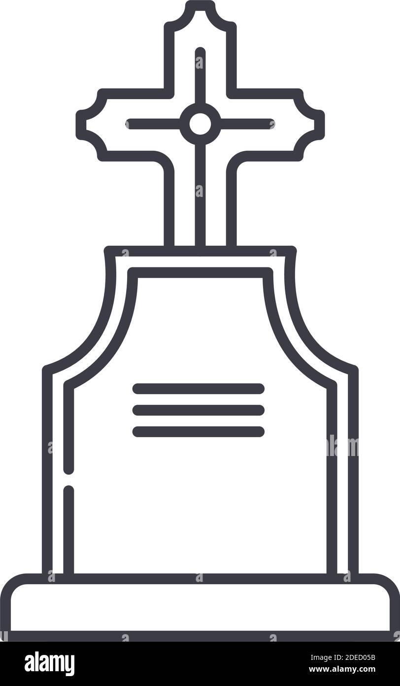 Graveyard icon, linear isolated illustration, thin line vector, web ...