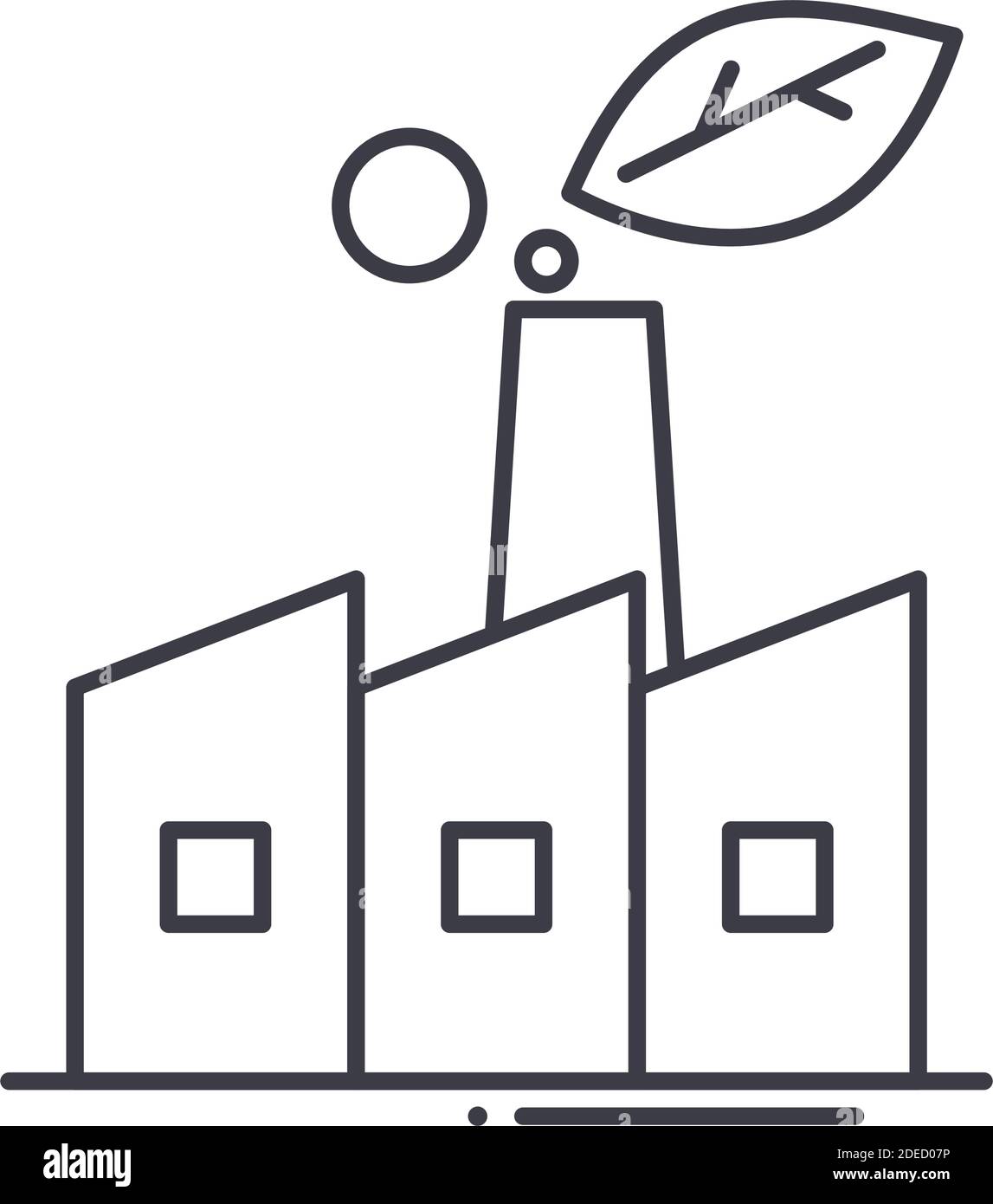 Green factory icon, linear isolated illustration, thin line vector, web ...