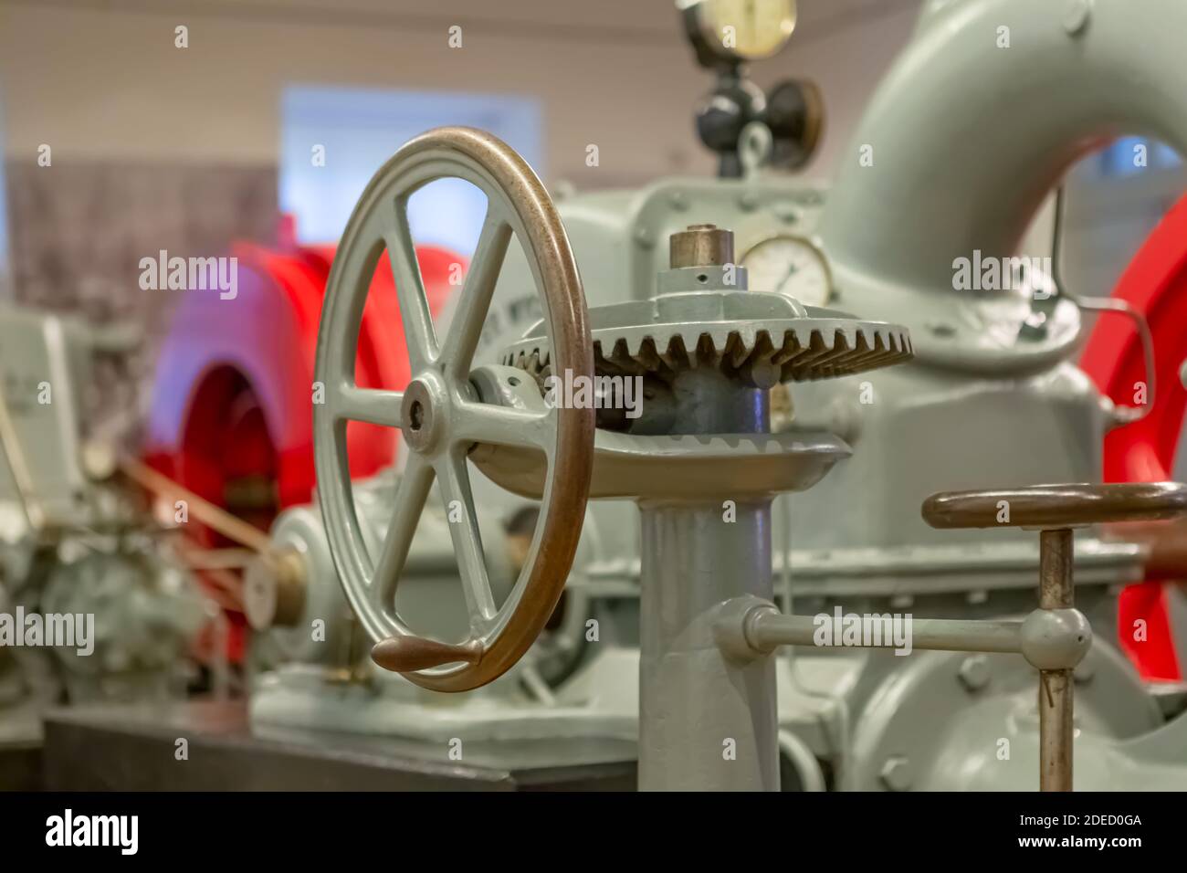 Detail of a classic 1934 industrial hydroelectric generator turbine ...