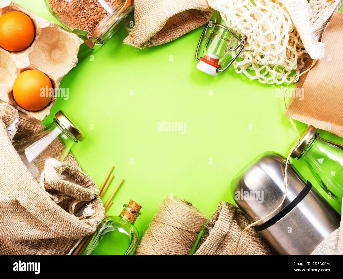 Zero waste, plastic free and sustainable lifestyle concept. Recyclable ...