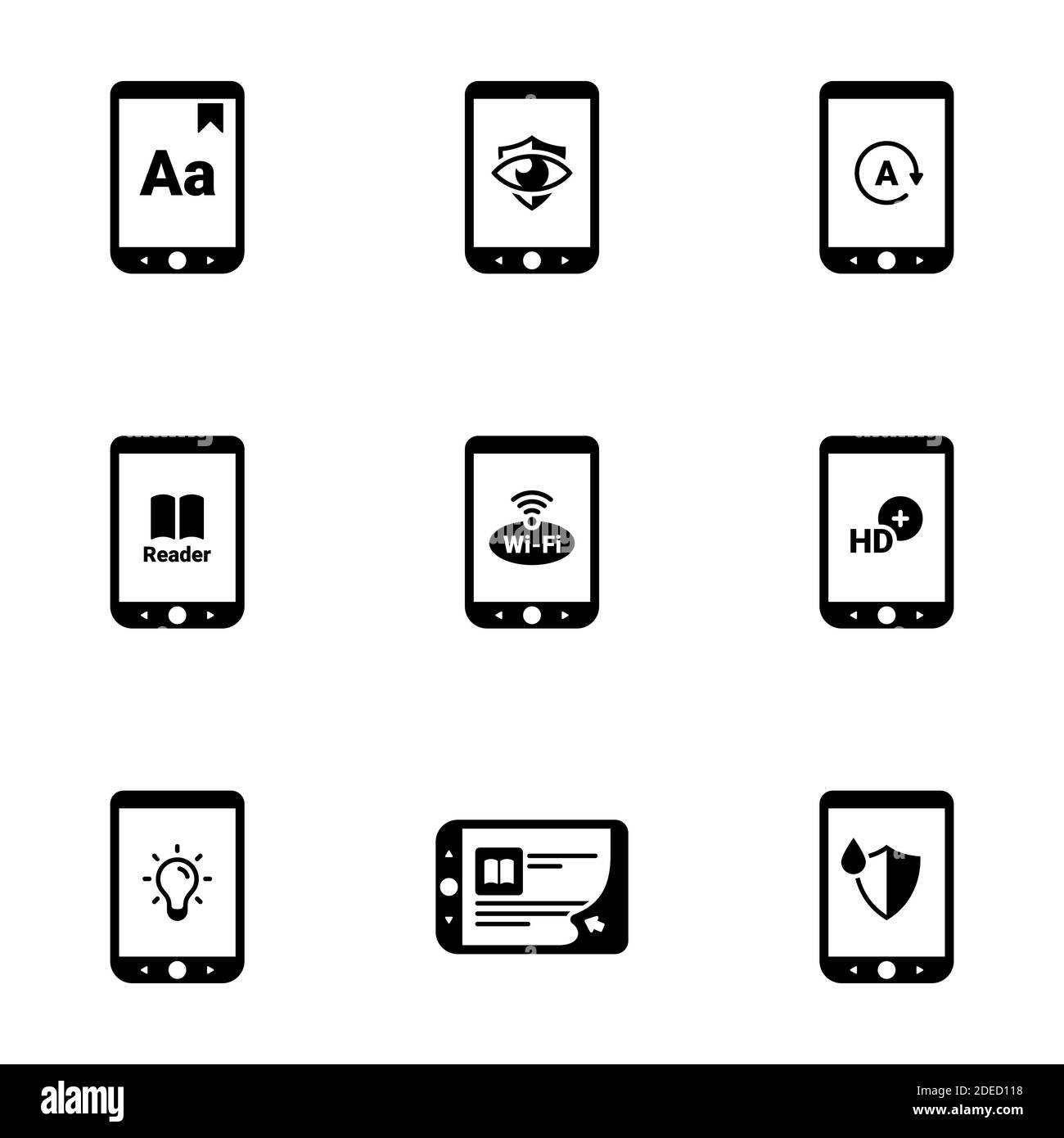 Set of simple icons on a theme Reader, vector, design, collection, flat ...