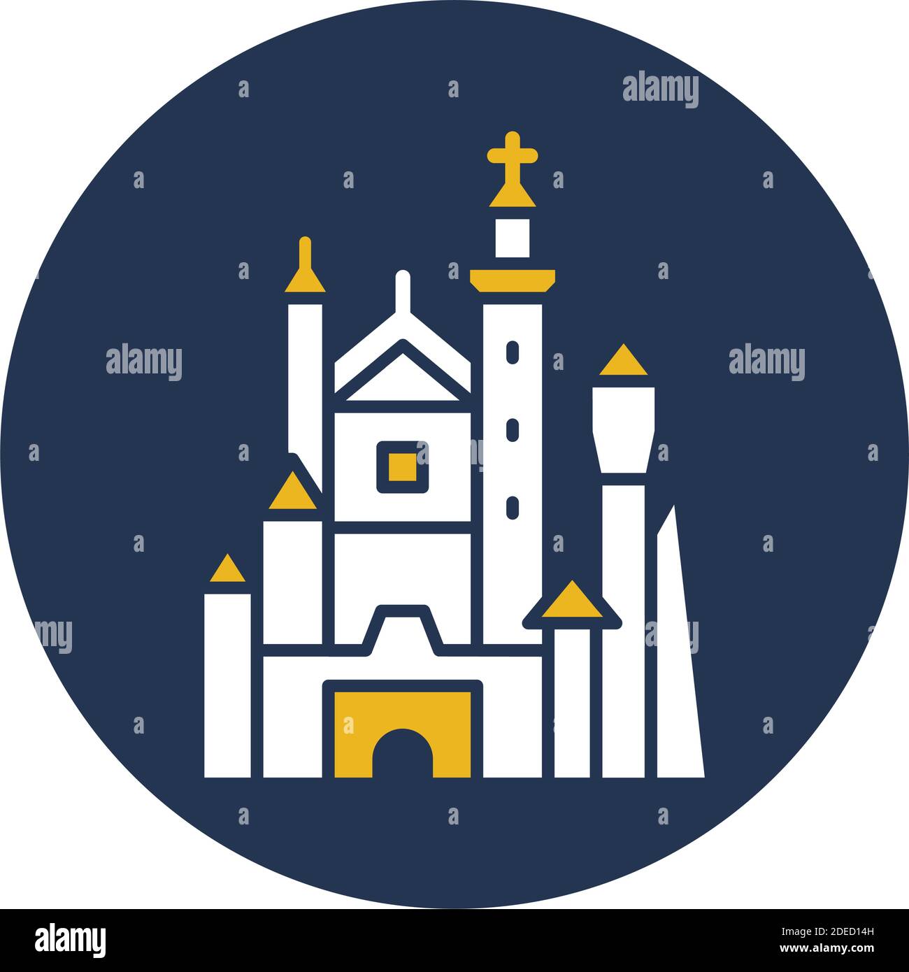 Neuschwanstein, Bavaria, Germany, castle fully editable vector icons ...