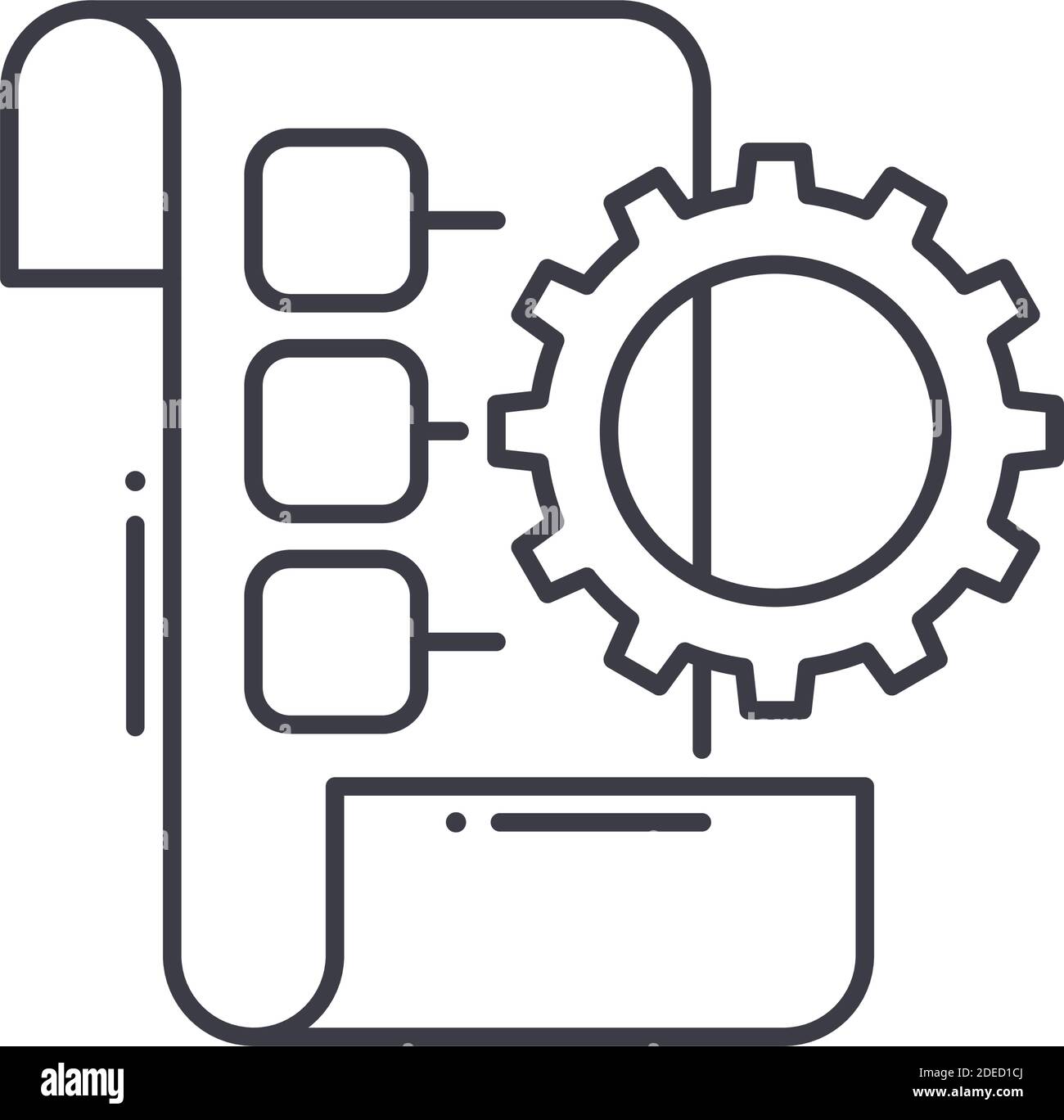 Implementation planning icon, linear isolated illustration, thin line ...