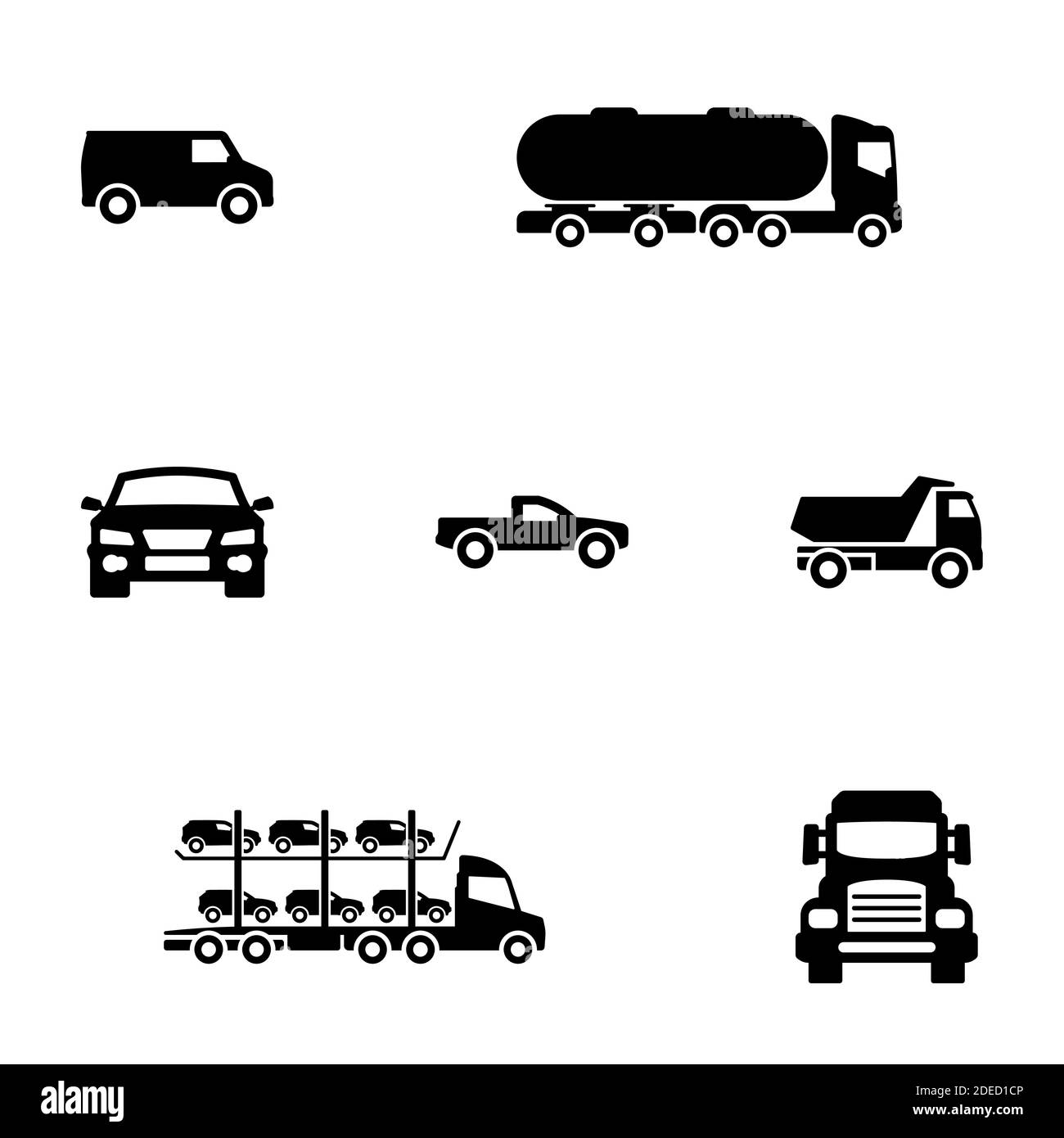 Set of black icons isolated on white background, on theme Car, Trucks ...