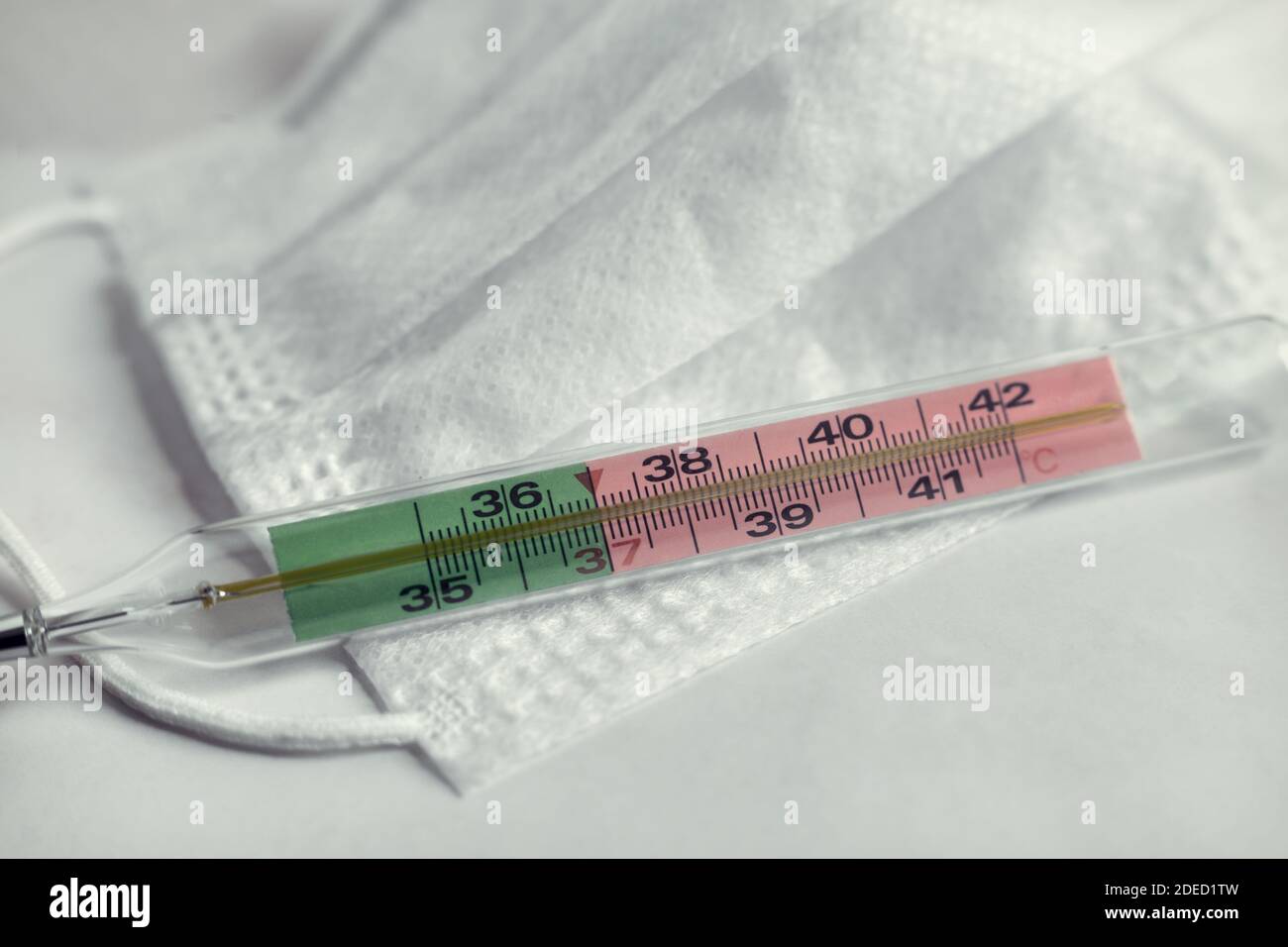 The thermometer shows an elevated temperature for a coronavirus ...
