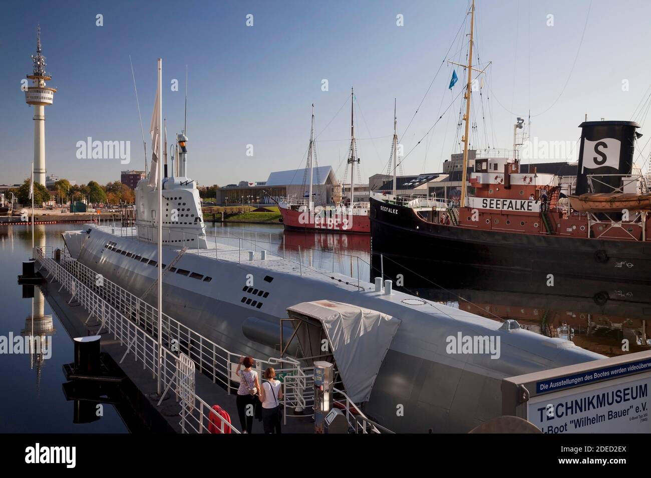 Museum harbour with the submarine Wilhelm Bauer, German Maritime Museum ...