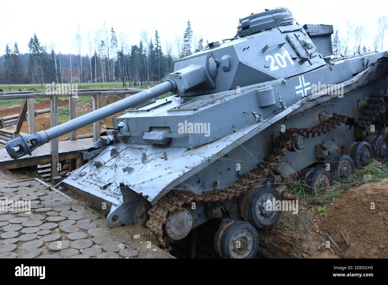 Details of destroyed Wehrmacht tank on field Stock Photo - Alamy
