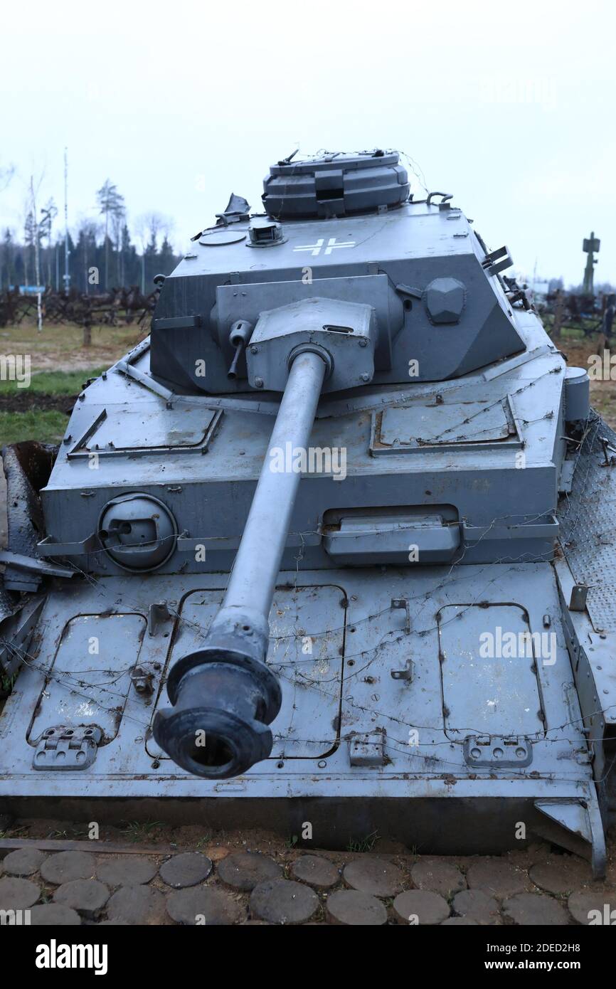 Details of wrecked Wehrmacht tank on field Stock Photo - Alamy