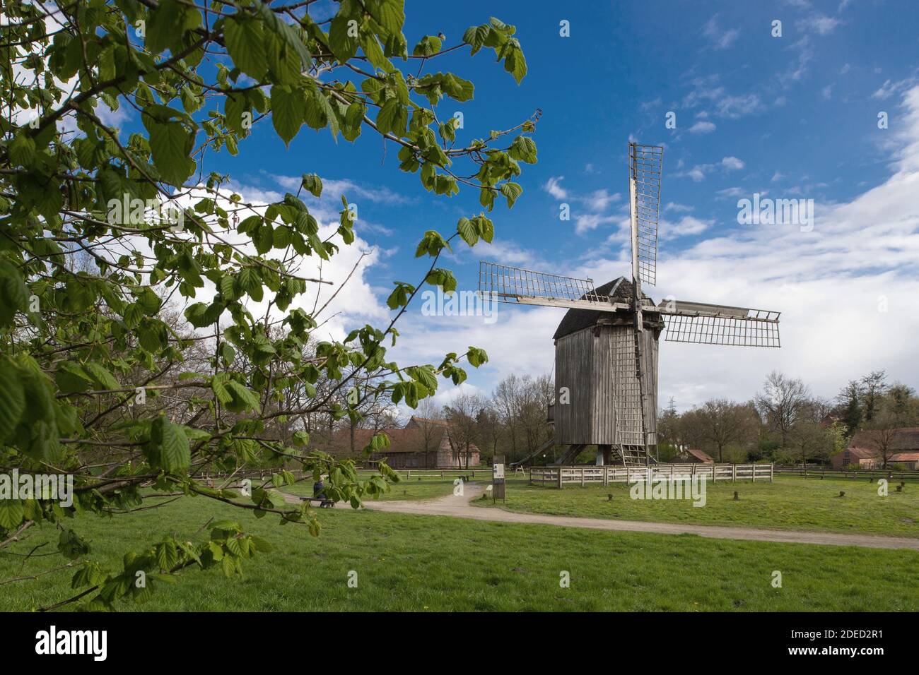 post mill in the Cloppenburg Museum Village, Germany, Lower Saxony ...
