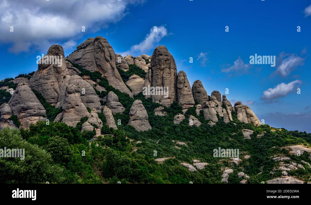 Famous rock formation, view from Montserrat monastery, Barcelona ...