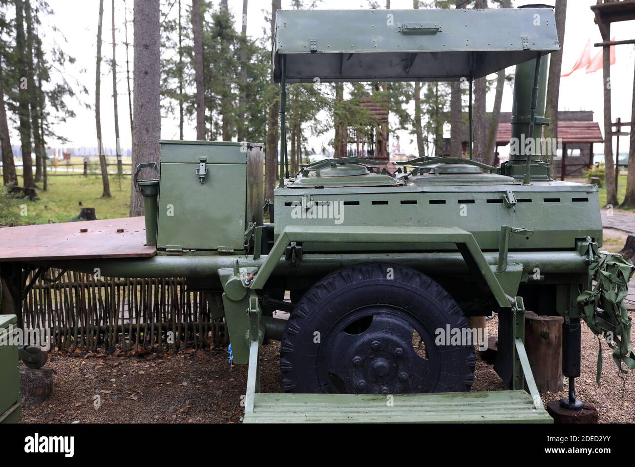 View of russian army mobile kitchen in forest Stock Photo - Alamy
