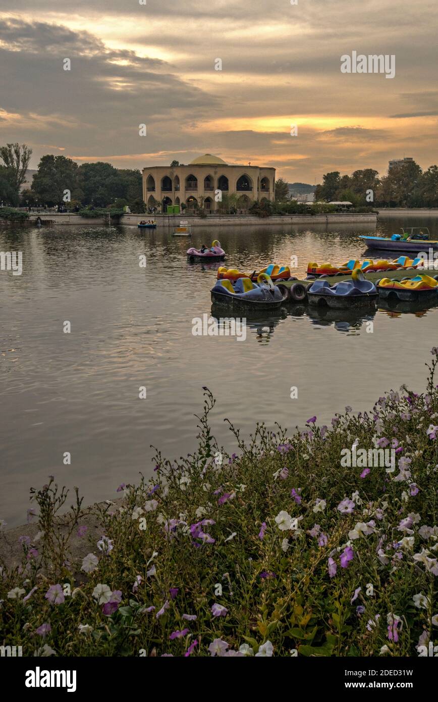 Qajar dinasty pavilion beyond the lake, El-Golu Park, Tabriz, East ...