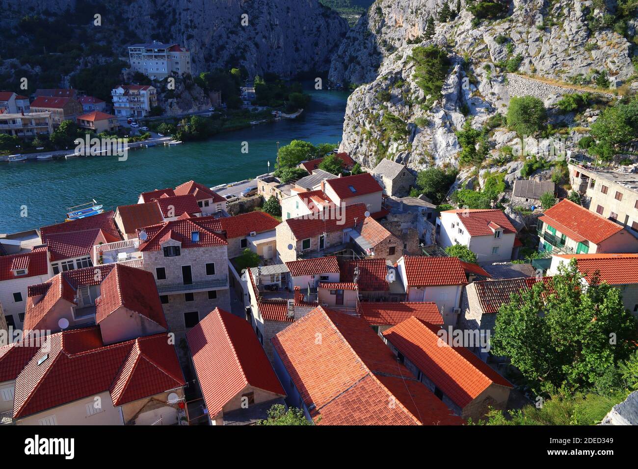 Omis. Old Town in Croatia. Landmark architecture aerial view with river Cetina Stock Photo - Alamy