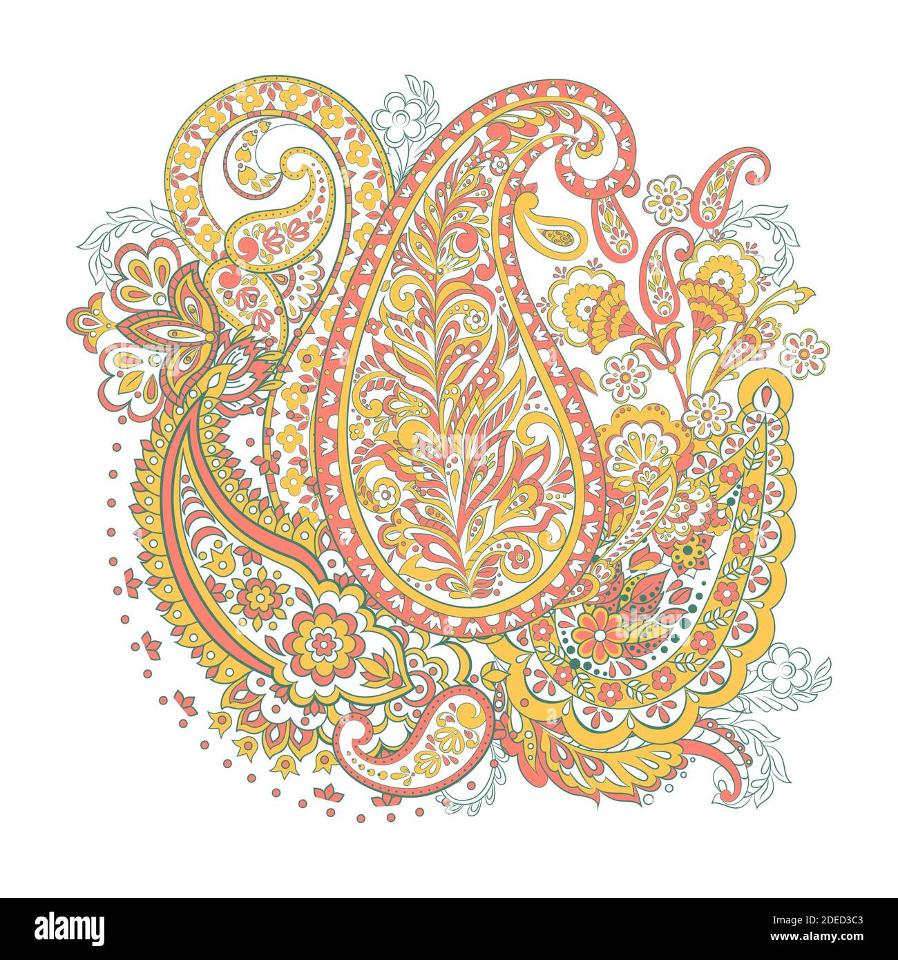 paisley isolated pattern. damask vector illustration Stock Vector Image ...