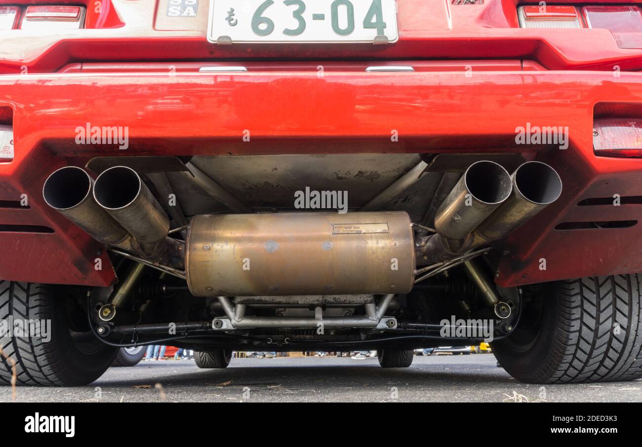 Close up detail under the rear of a red Lamborghini Countach 25th ...
