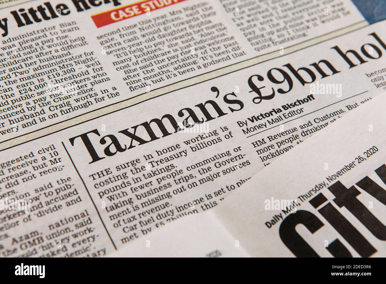 Tax story in UK newspaper Stock Photo - Alamy