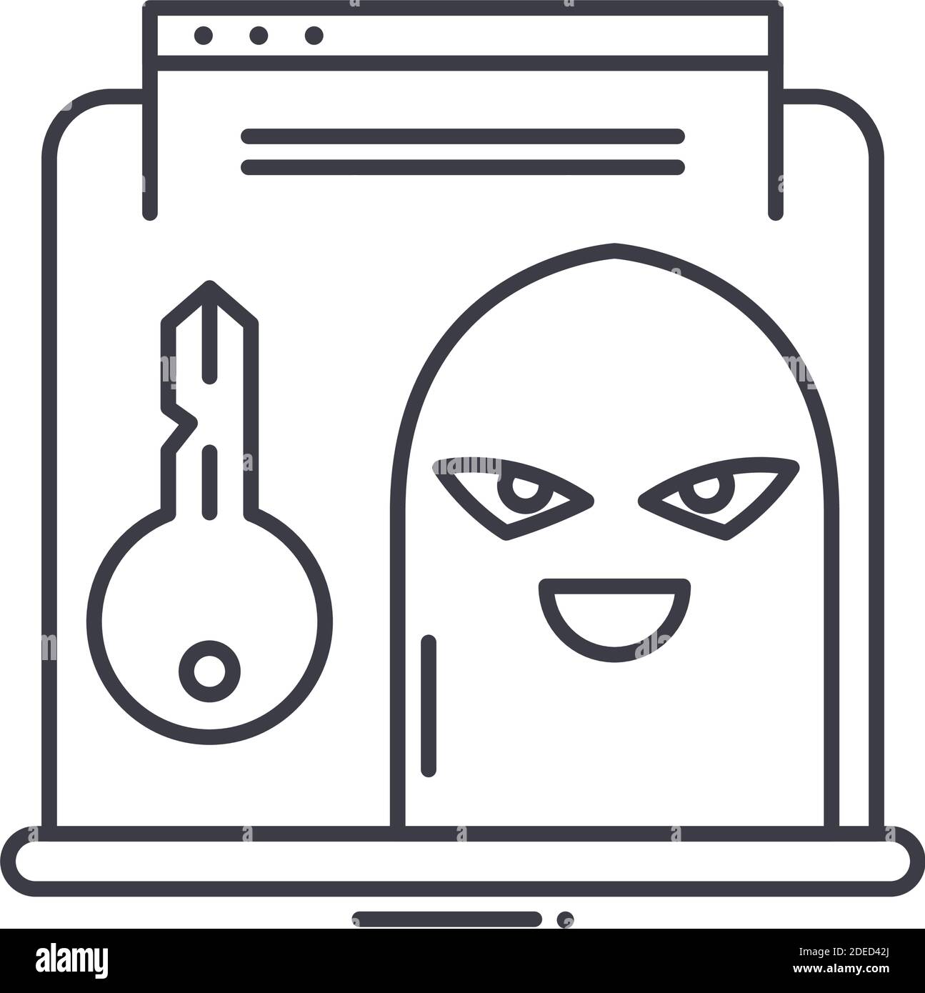 Hacker concept icon, linear isolated illustration, thin line vector, web design sign, outline ...