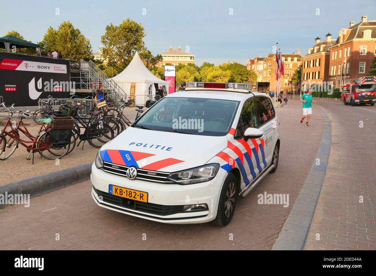 AMSTERDAM, NETHERLANDS - JULY 9, 2017: Police car in Amsterdam ...