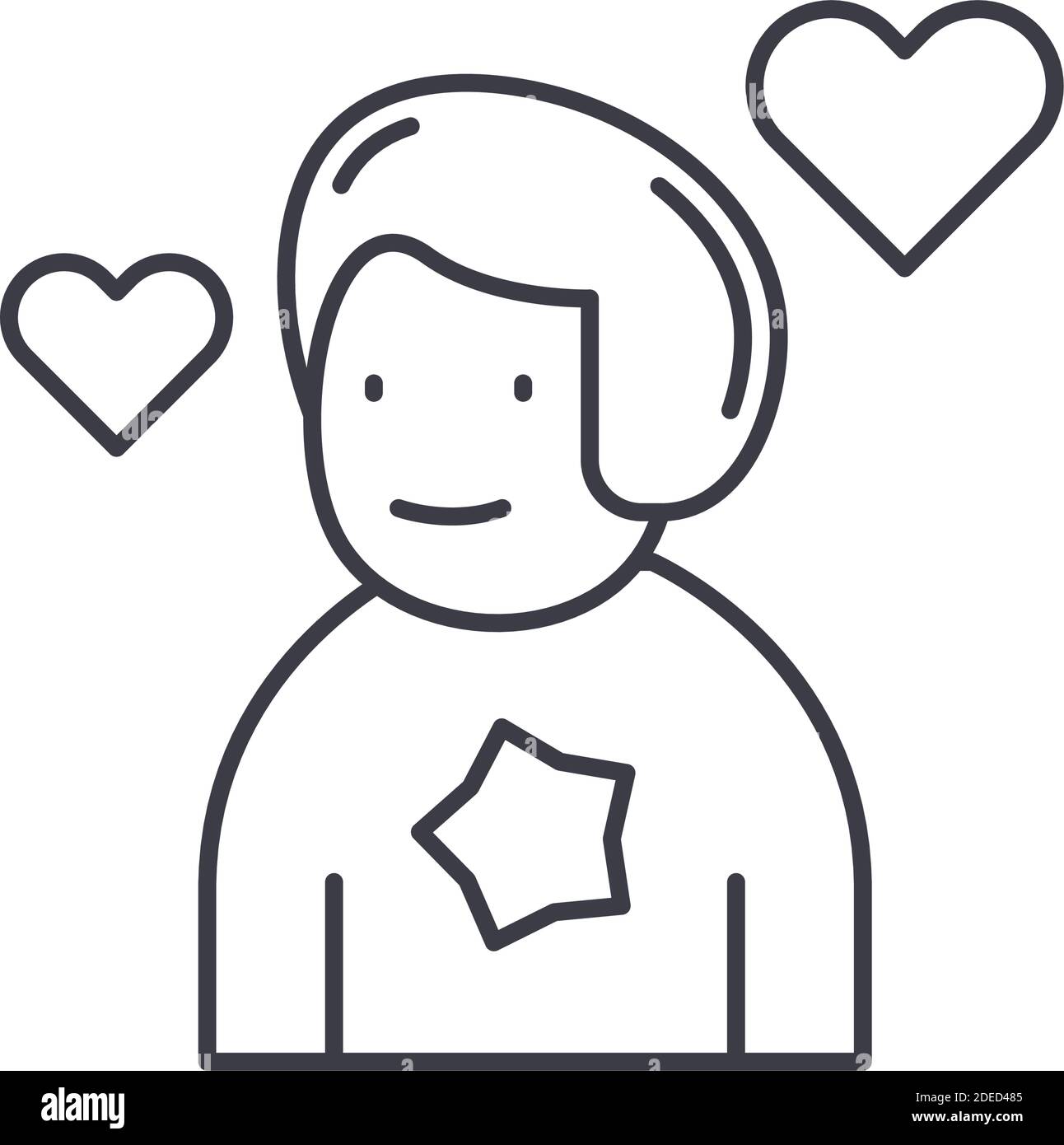 Happy client icon, linear isolated illustration, thin line vector, web ...