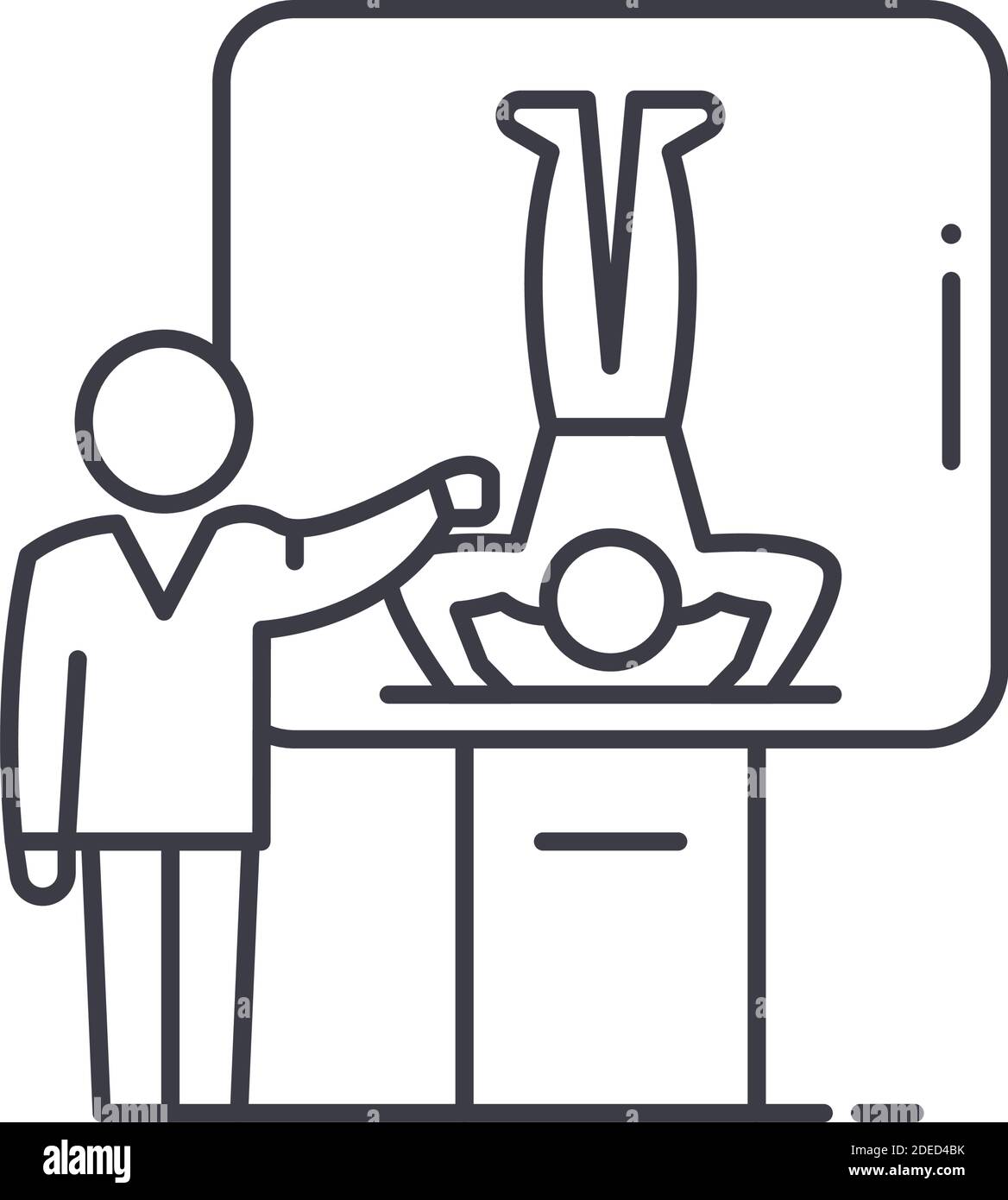 Gym trainer icon, linear isolated illustration, thin line vector, web ...