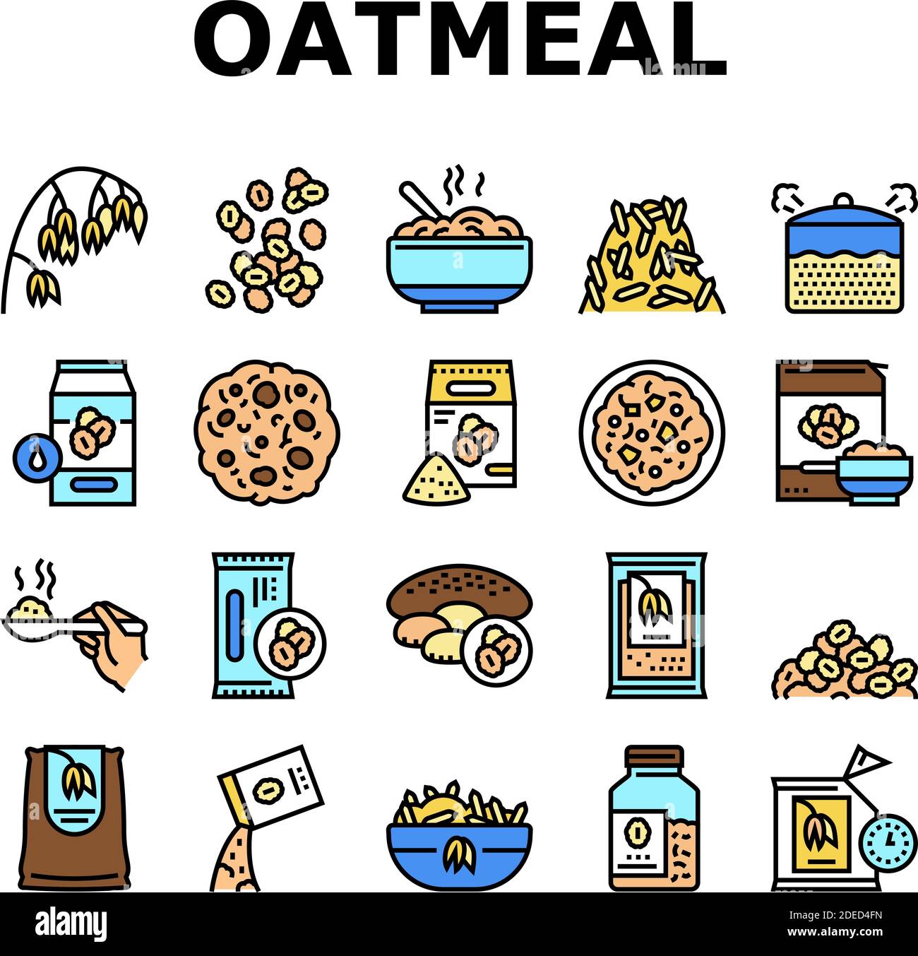 Oatmeal Nutrition Collection Icons Set Vector Stock Vector Image & Art ...