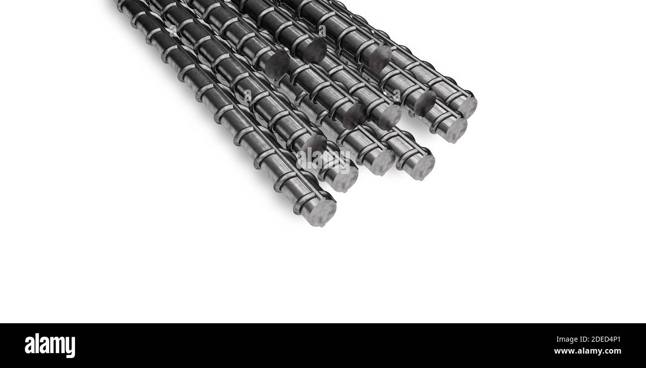 Steel rods or bars used to reinforce concrete. 3D Render Stock Photo ...