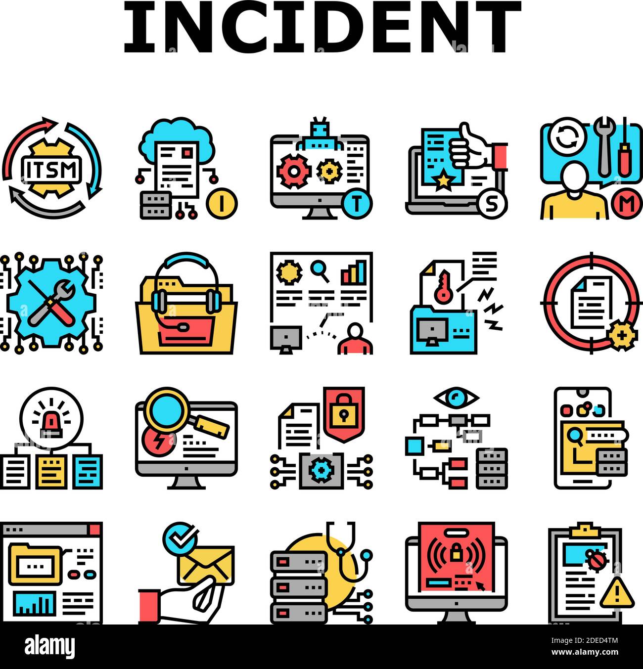 Incident Management Collection Icons Set Vector Stock Vector Image ...