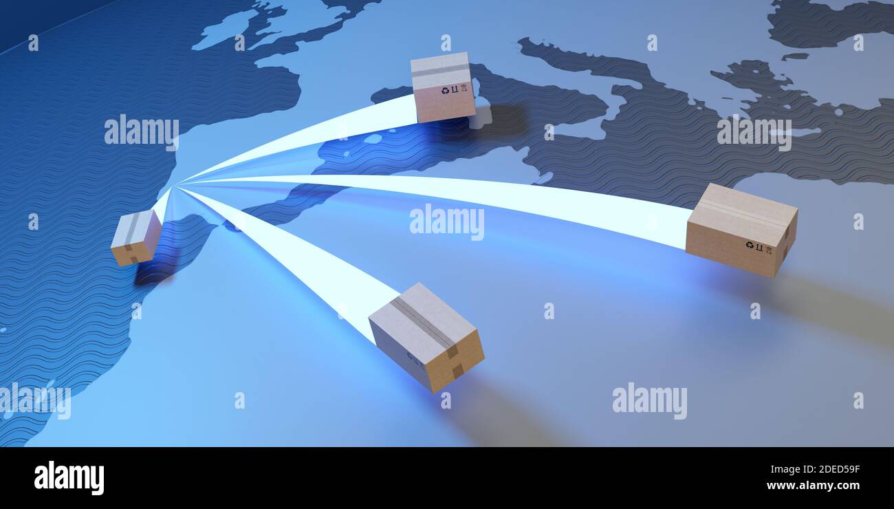 Shipping from Portugal to the whole world. Package transportation Stock ...