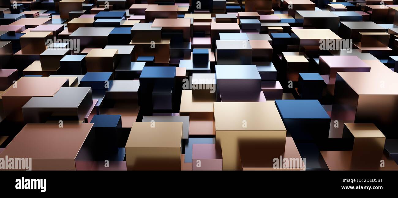 Levitating strange metal cubes of different sizes Stock Photo - Alamy