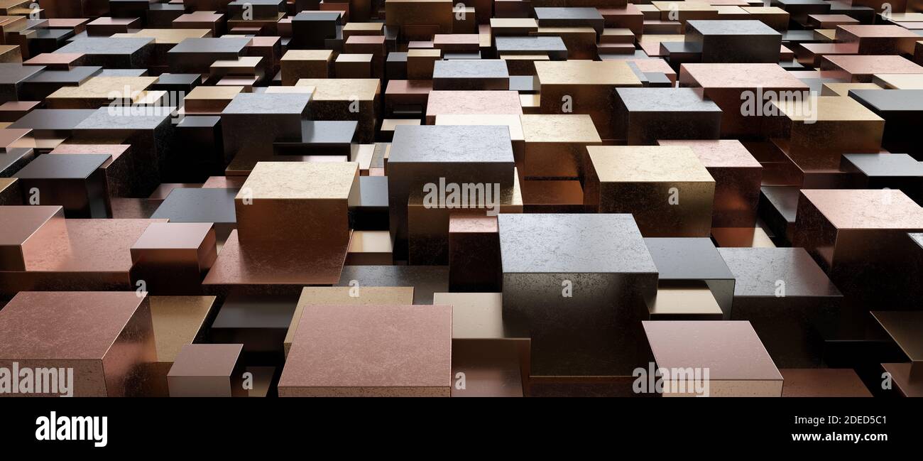 Levitating strange metal cubes of different sizes Stock Photo - Alamy