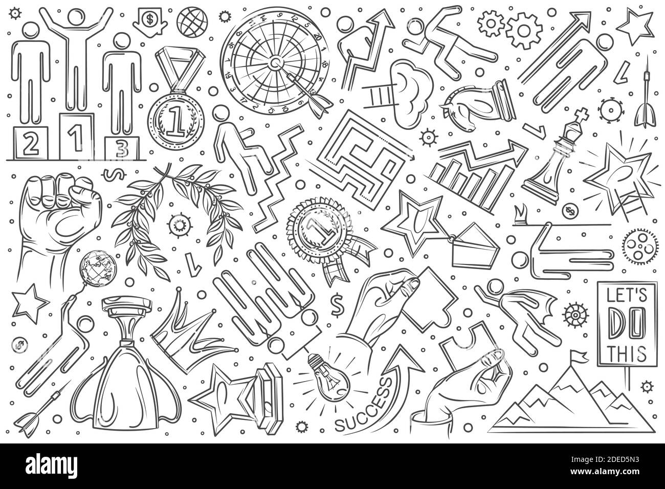 Hand drawn motivation set doodle vector illustration background Stock ...