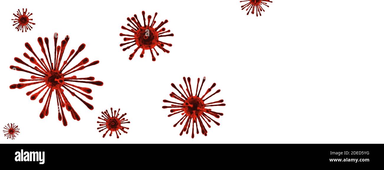 Flu or HIV coronavirus floating in fluid microscopic view. 3d render ...