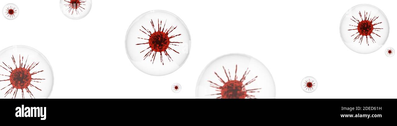 Flu or HIV coronavirus floating in fluid microscopic view. 3d render ...