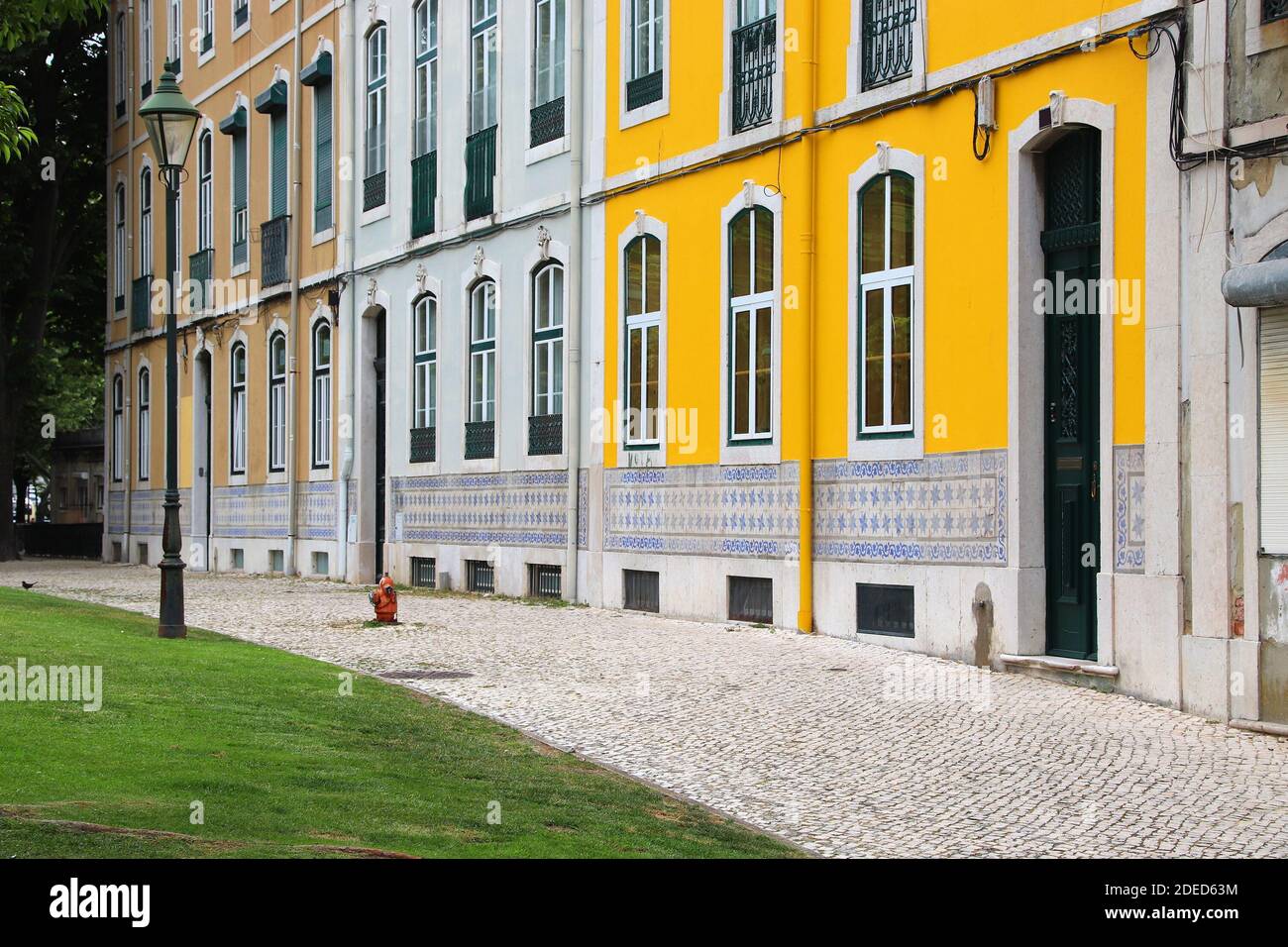 Lisbon city, Portugal. Old residential street colorful buildings Stock ...