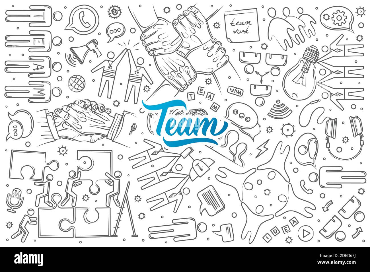 Hand drawn team set doodle vector illustration background Stock Vector ...