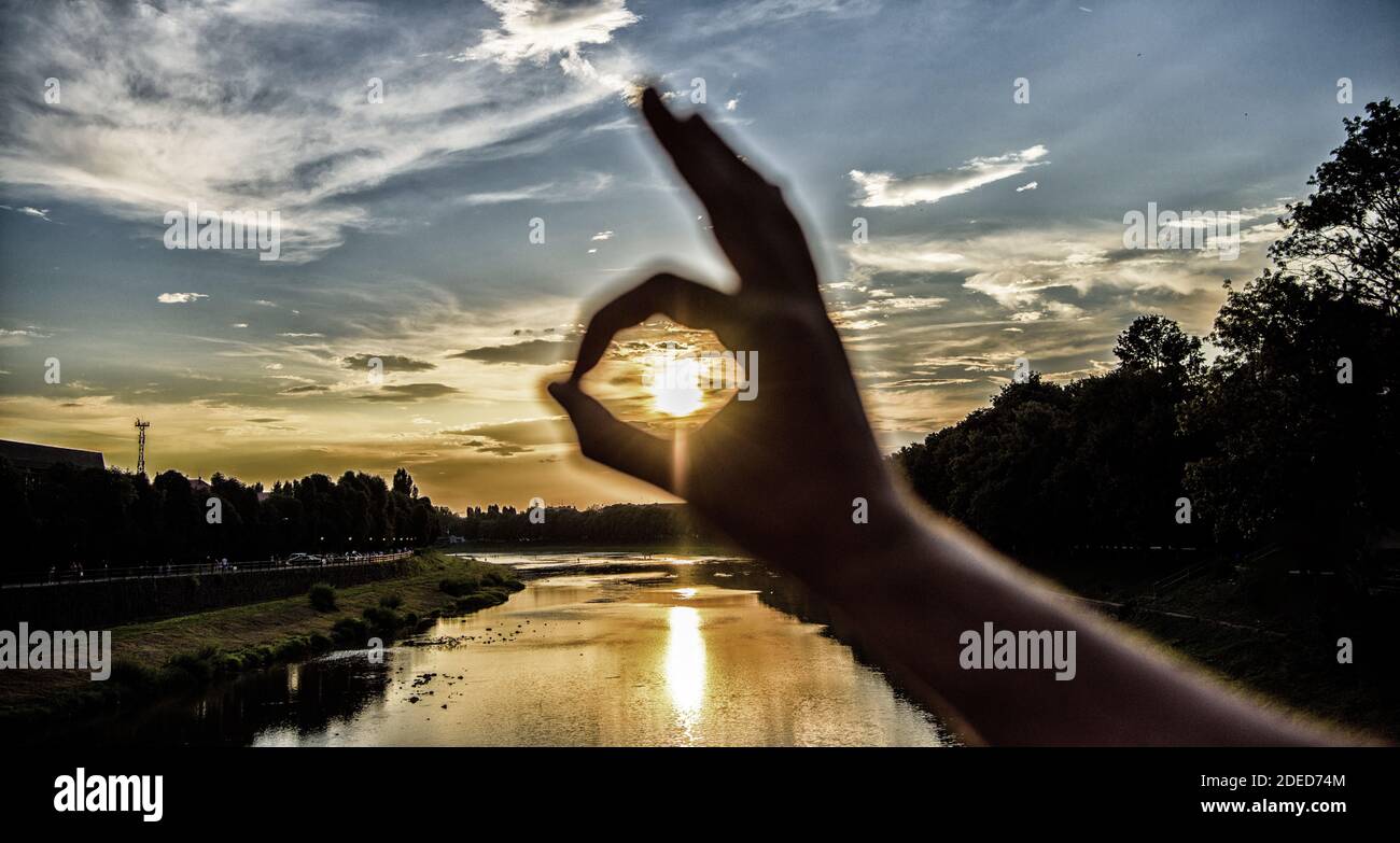 Ok gesture sign of best choice approve and confirm. Silhouette ok hand ...