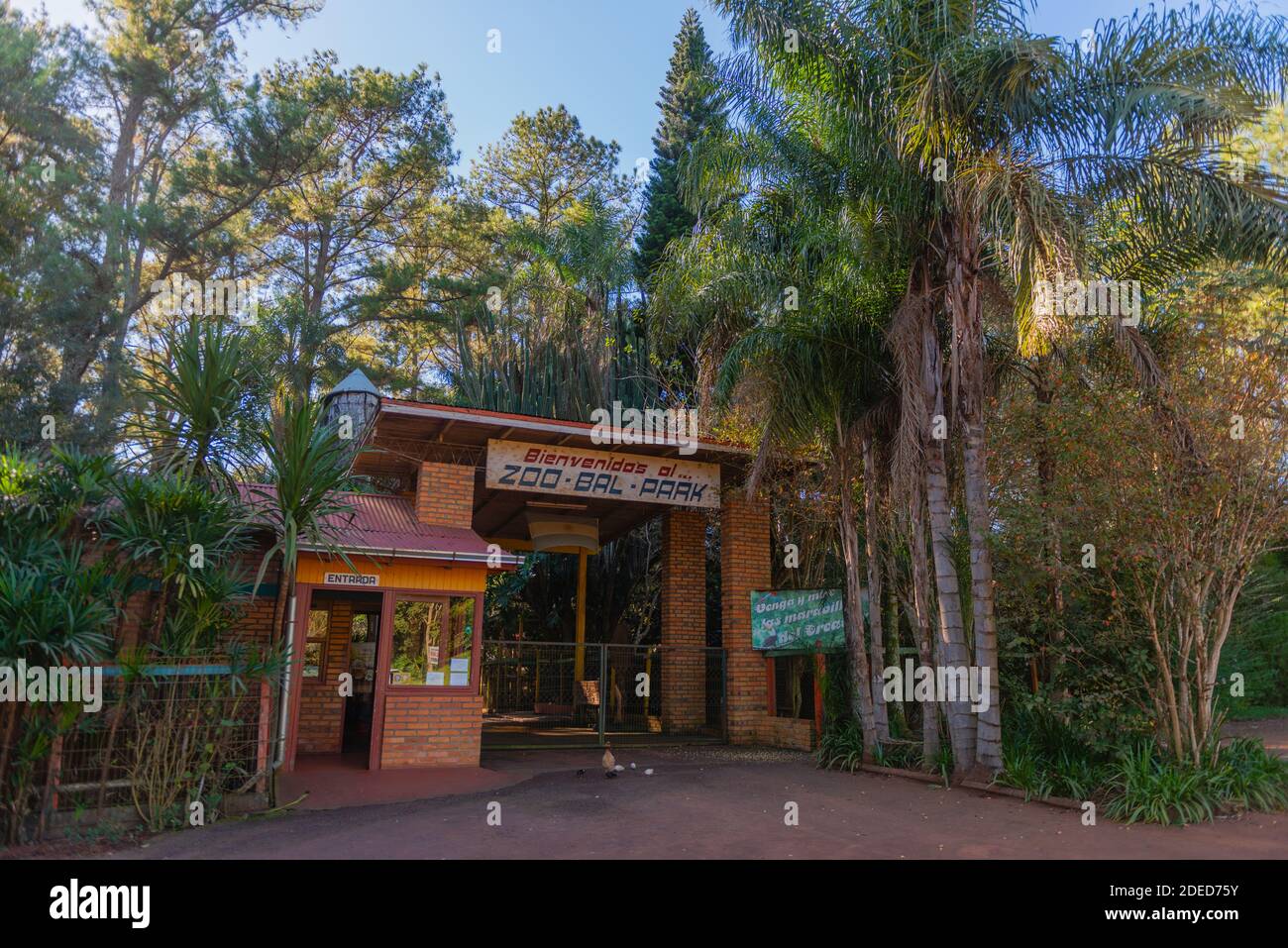 Entrance to the small private zoo in the viillage Montecarlo on the ...