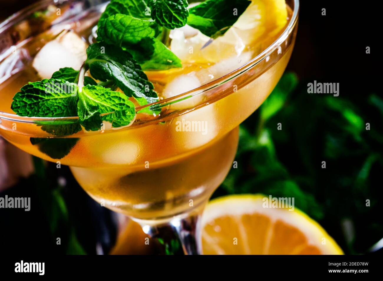 French daiquiri, alcohol cocktail with lemon juice, sugar syrup, cognac ...