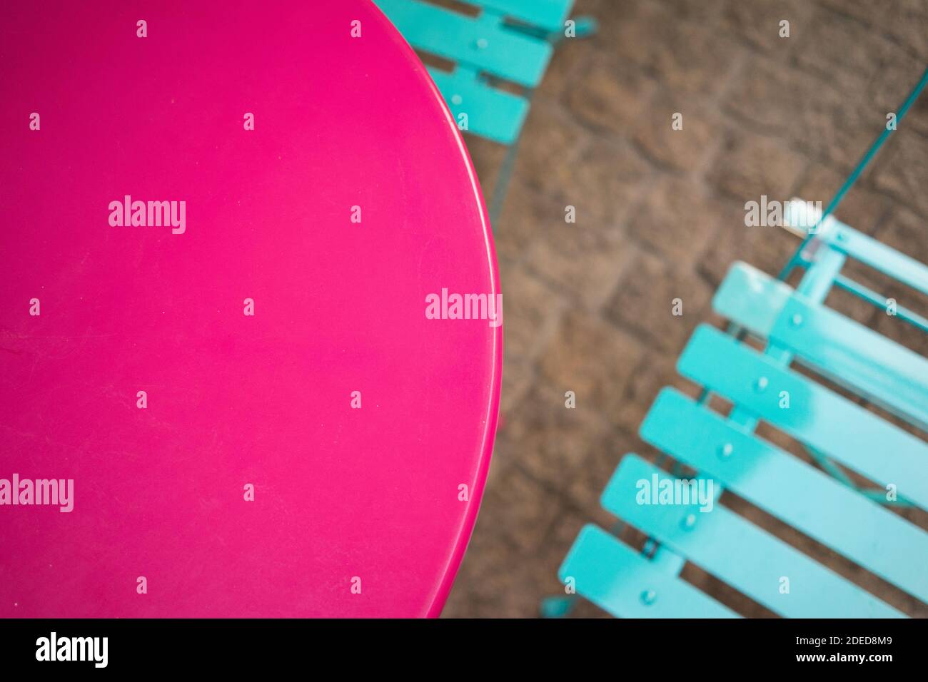 colourful metal table and chairs Stock Photo - Alamy