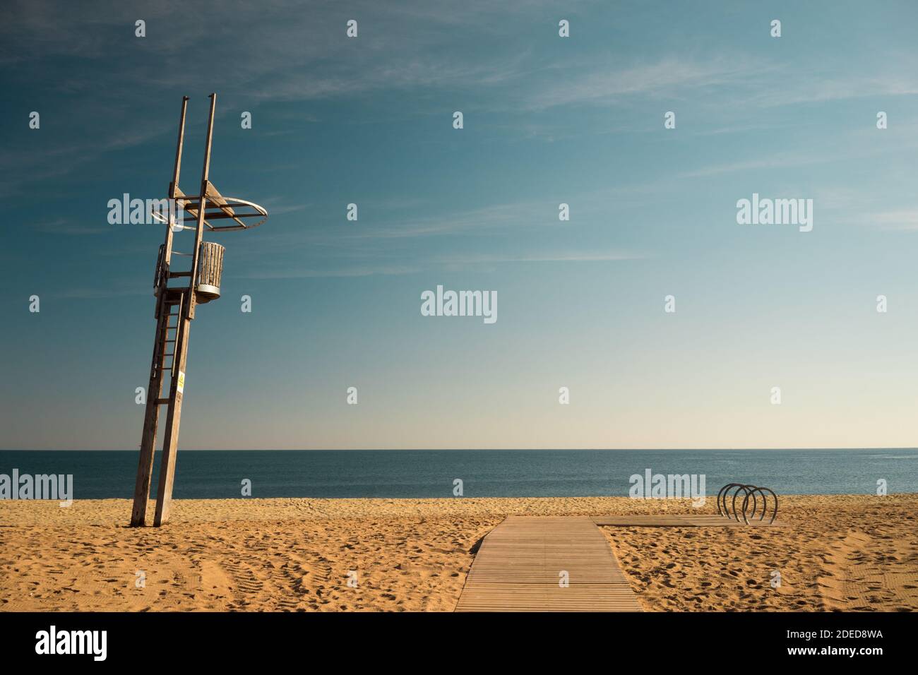 Watch tower on beach Barcelona Stock Photo - Alamy
